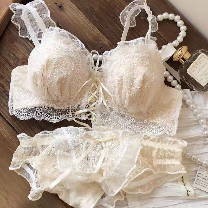 Secret Land Lingerie｜French Style Bridal Pearl Comfy Bra Set